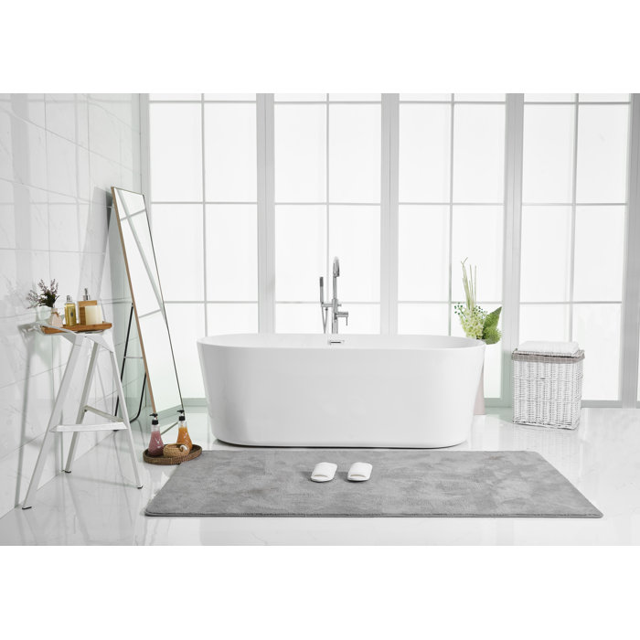 Ebern Designs Jakeil 71'' x 31.4'' Freestanding Soaking Acrylic Bathtub ...
