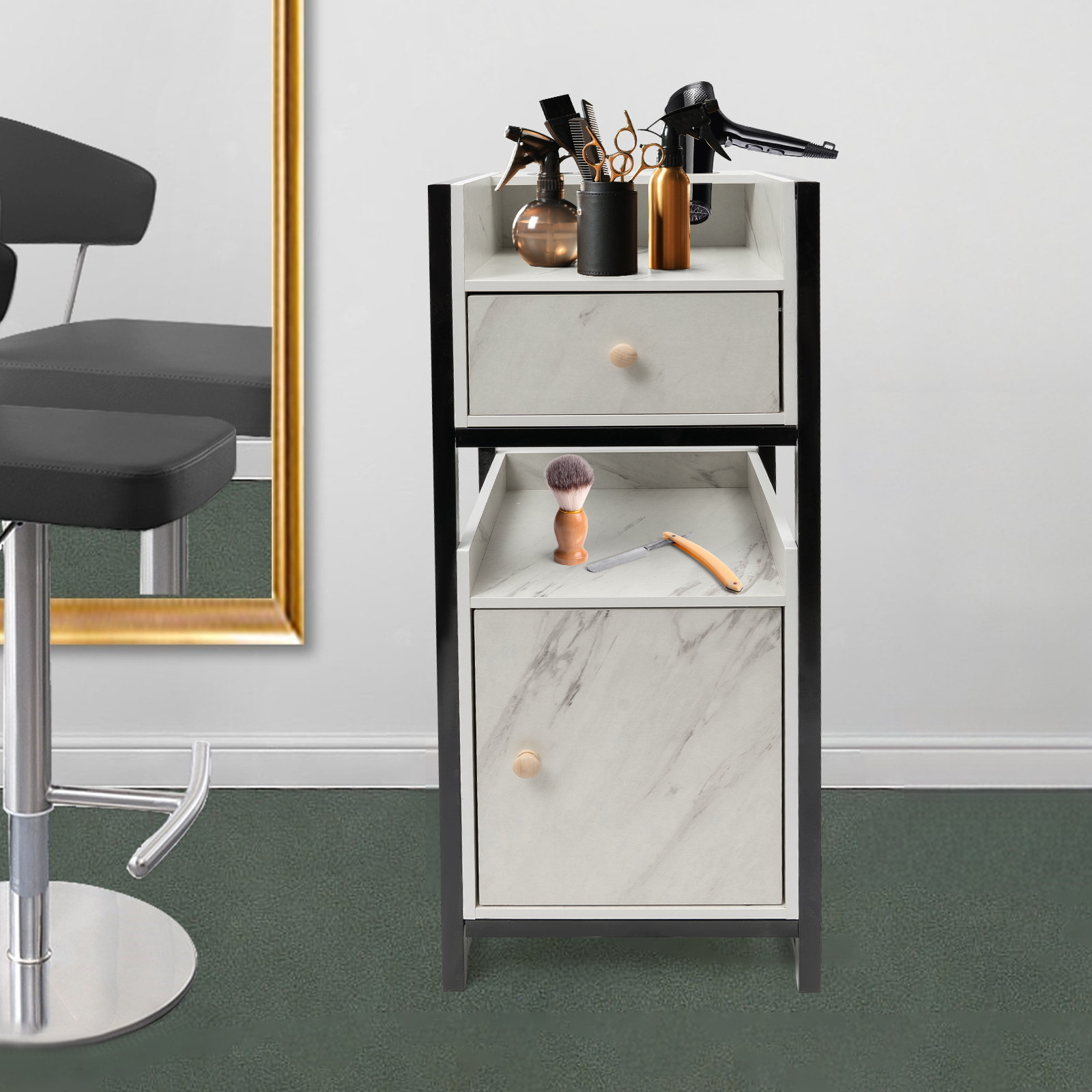Wrought Studio™ Hairdressing Storage Rack With Drawers | Wayfair