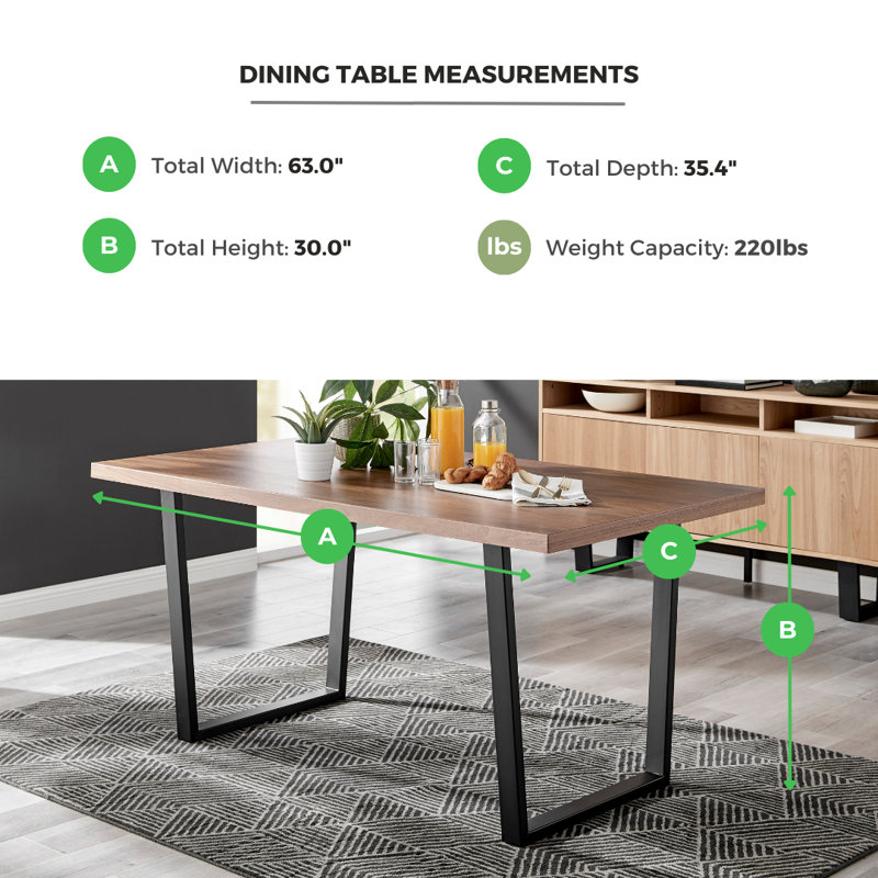 East Urban Home Poyen Luxury Brown Wood Grain Effect Dining Table ...