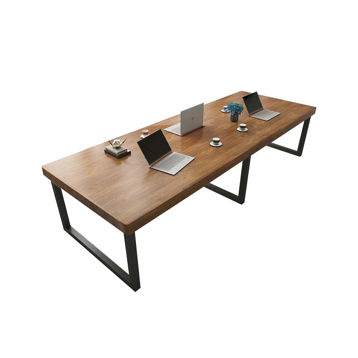 17 Stories Minimalist Modern Real Wood and Iron Rectangular Office ...