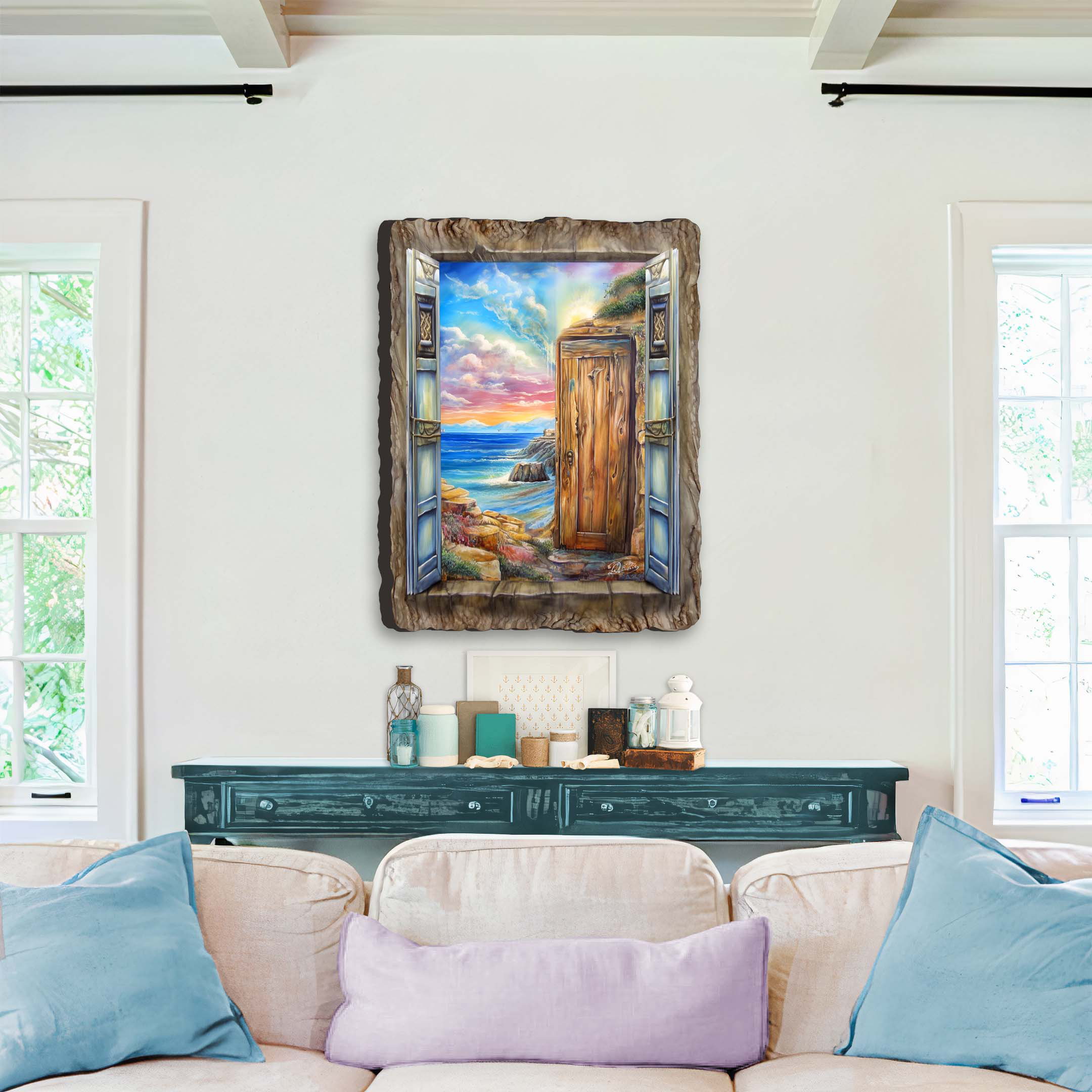 Designocracy Coastal Serenity Window On Wood by G. DeBrekht Print | Wayfair