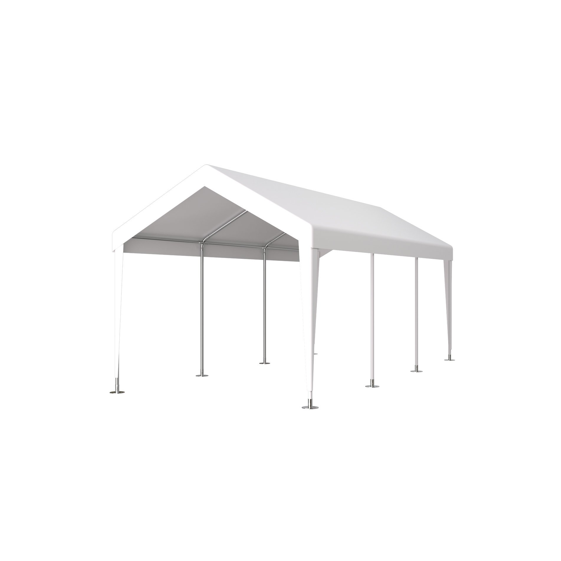 BalmyBoulevard Galvanized Steel Carport 10X20, With Canopy, 2 Doors, 4 ...