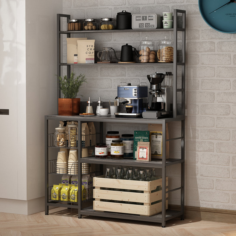 17 Stories Floramae 39.37" Steel Standard Baker's Rack with Microwave ...