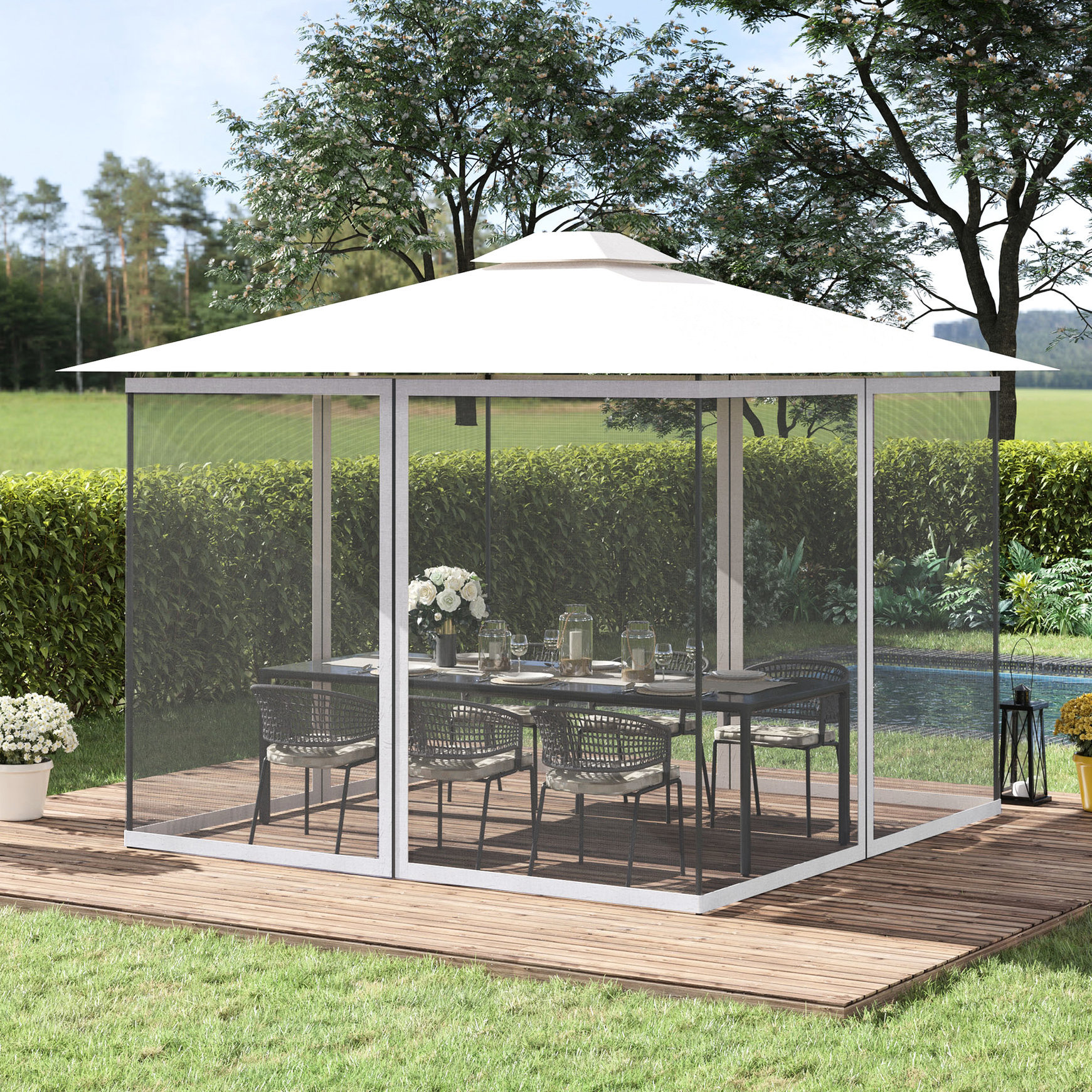 fengshu White Replacement Sidewall Netting For Gazebo And Canopy ...