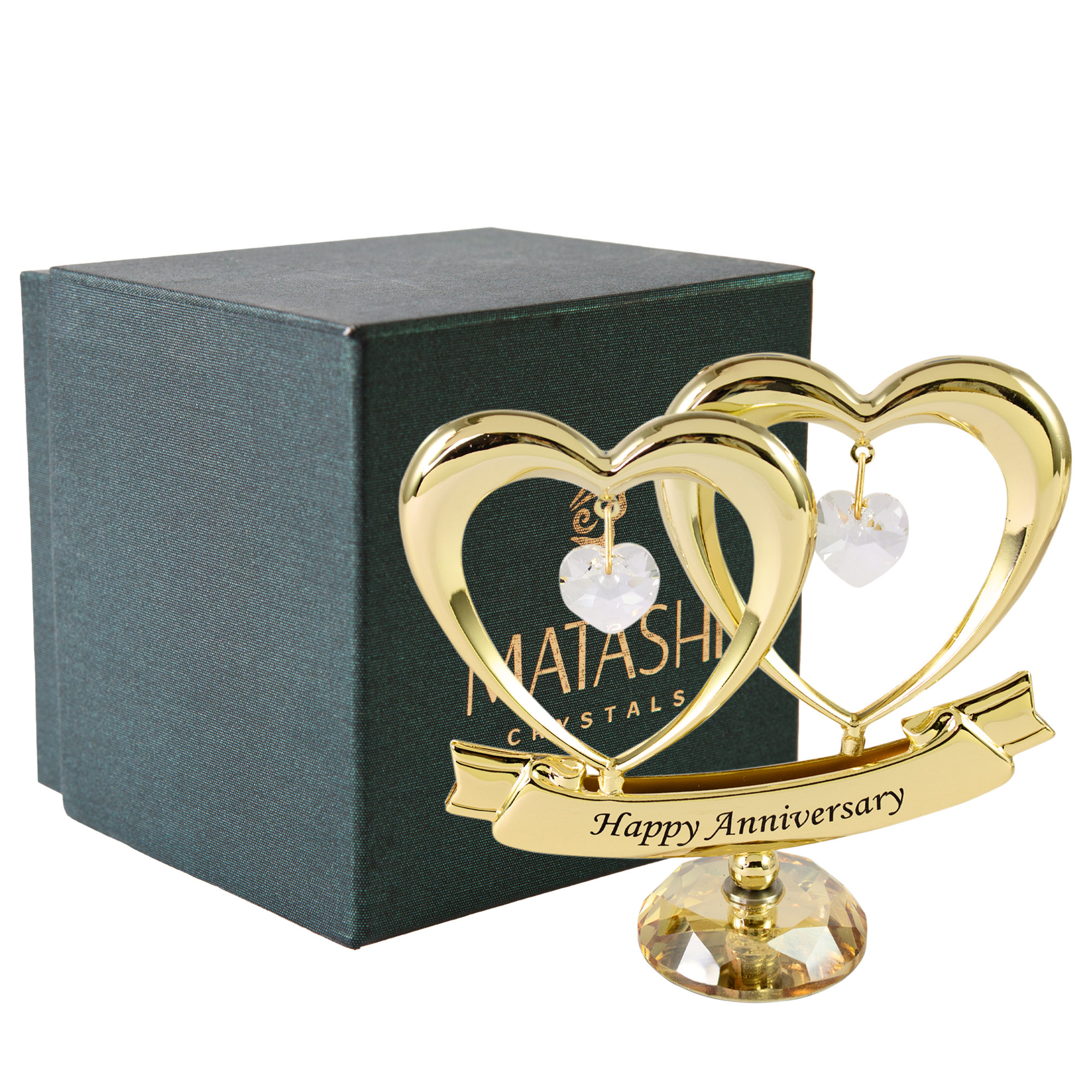 Matashi Crystal Matashi 24K Gold Plated Beautiful Happy Anniversary ...