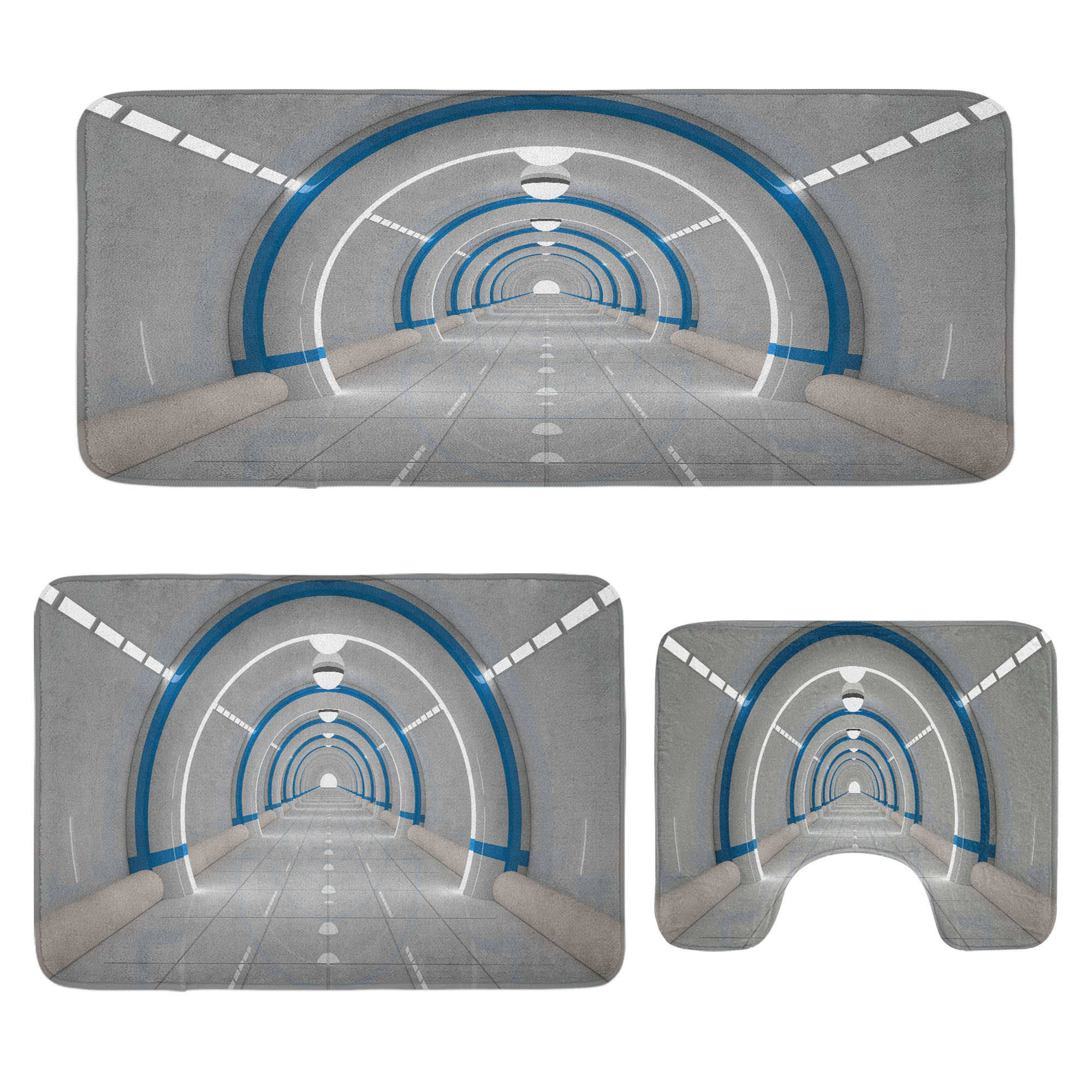 East Urban Home Animation Bathroom Rug Set 3 Pieces U-Shape & Rectangle ...