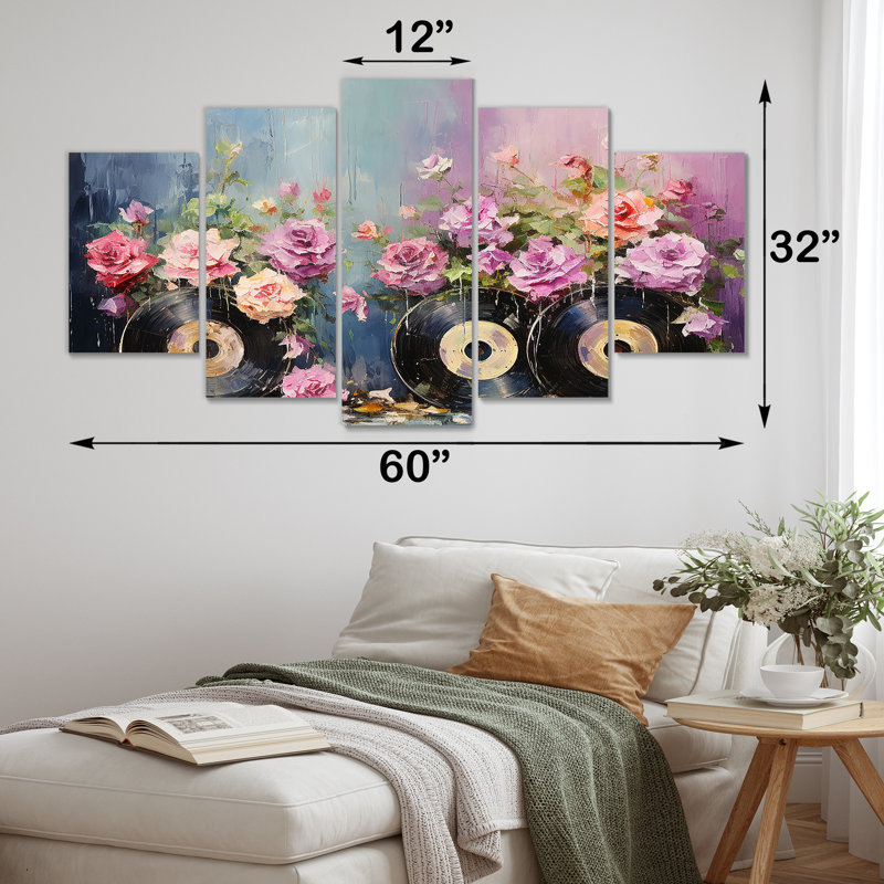 Lark Manor™ Floral Abstract Grooves Vinyls - Vinyl Records Multipanel ...
