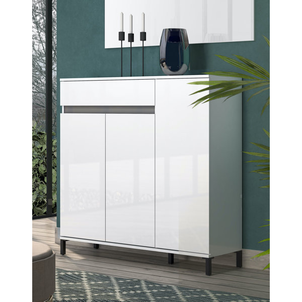 Brayden Studio Caelen 3 Door 1 Drawer White Gloss and Anthracite 30 ...