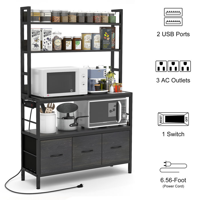 17 Stories 39.37'' Steel Standard Baker's Rack With Power Outlets ...