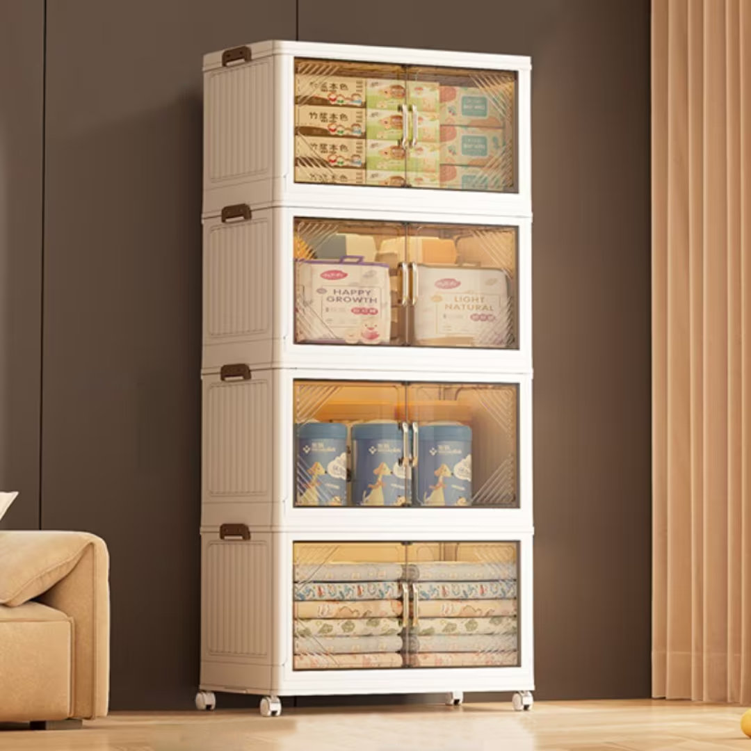 Rebrilliant 1pc, Folding Storage Cabinet Wardrobe, Plastic Storage ...