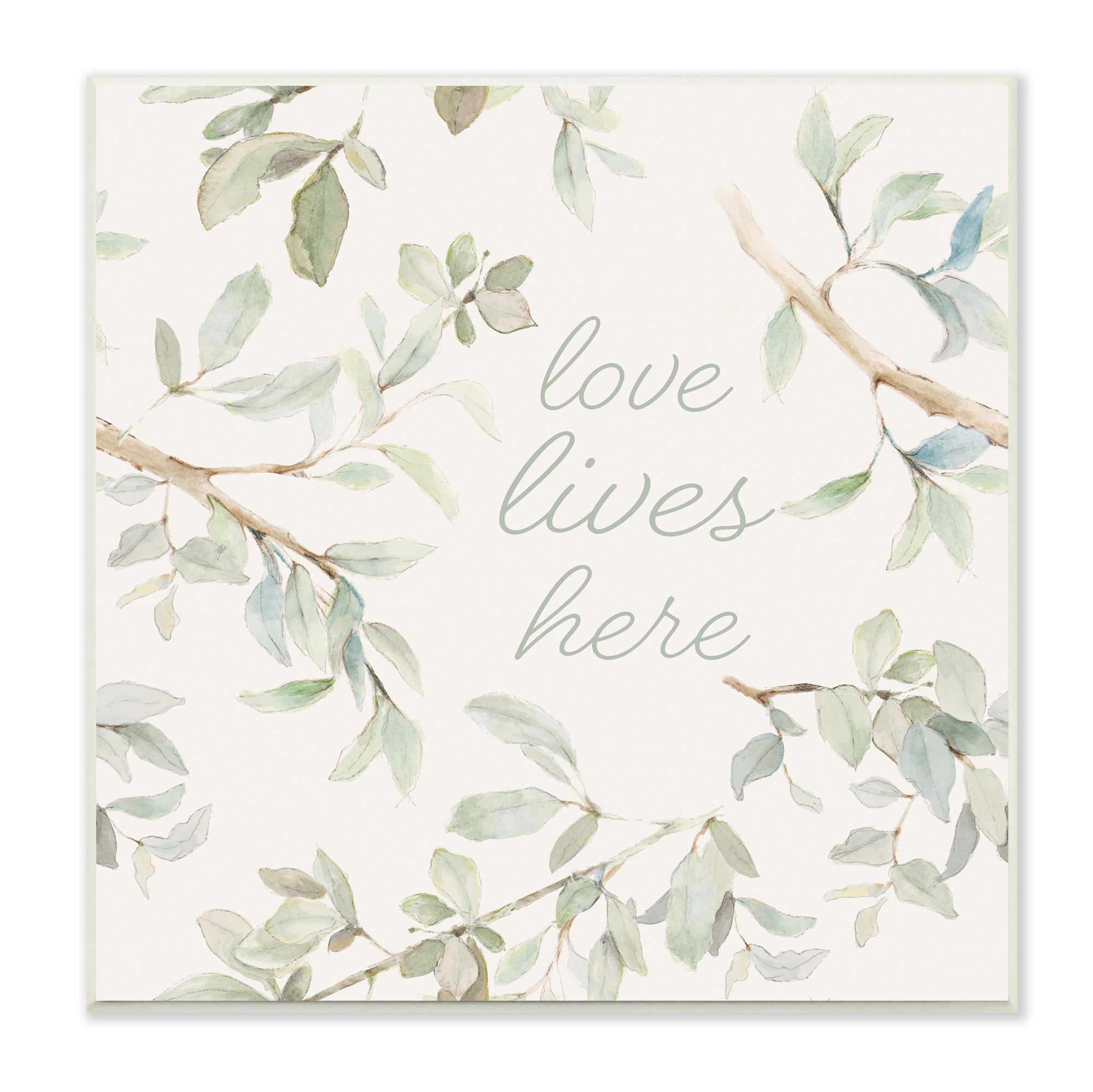 Stupell Industries Love Lives Here Cursive Botanical Branches Phrase ...