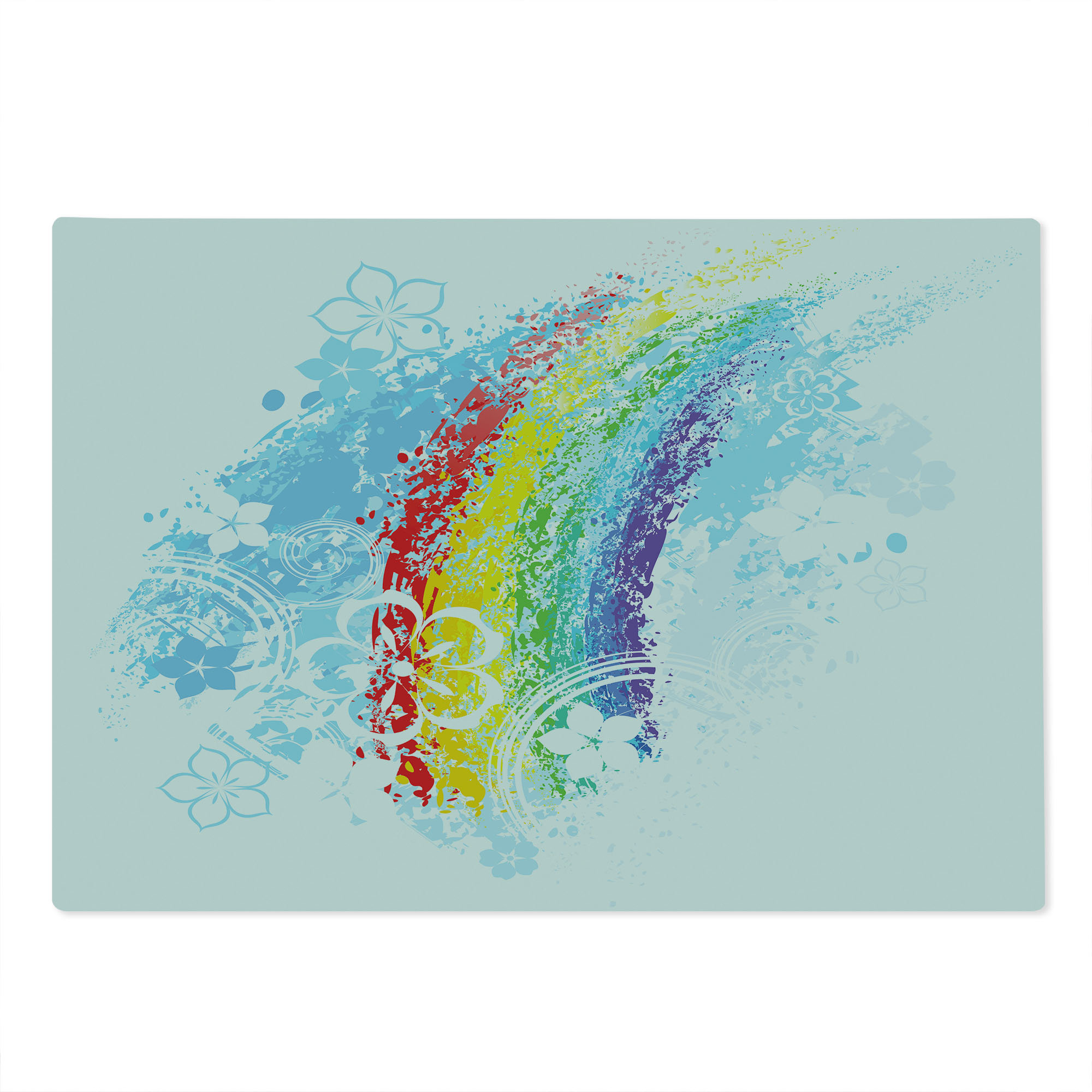 Ambesonne Rainbow Cutting Board Large Size Grungy Colorful Flowers ...