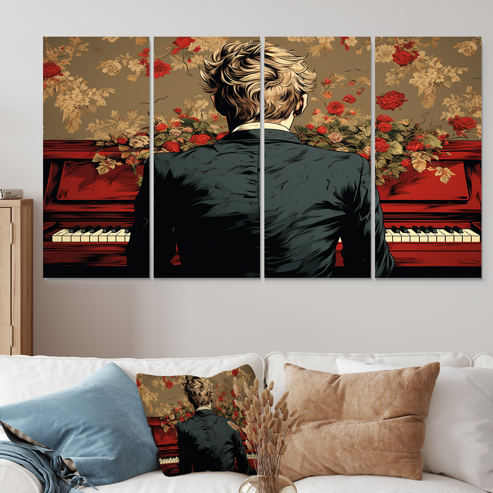 Winston Porter Vintage Red Classic Piano Musician Gelegance - Music ...