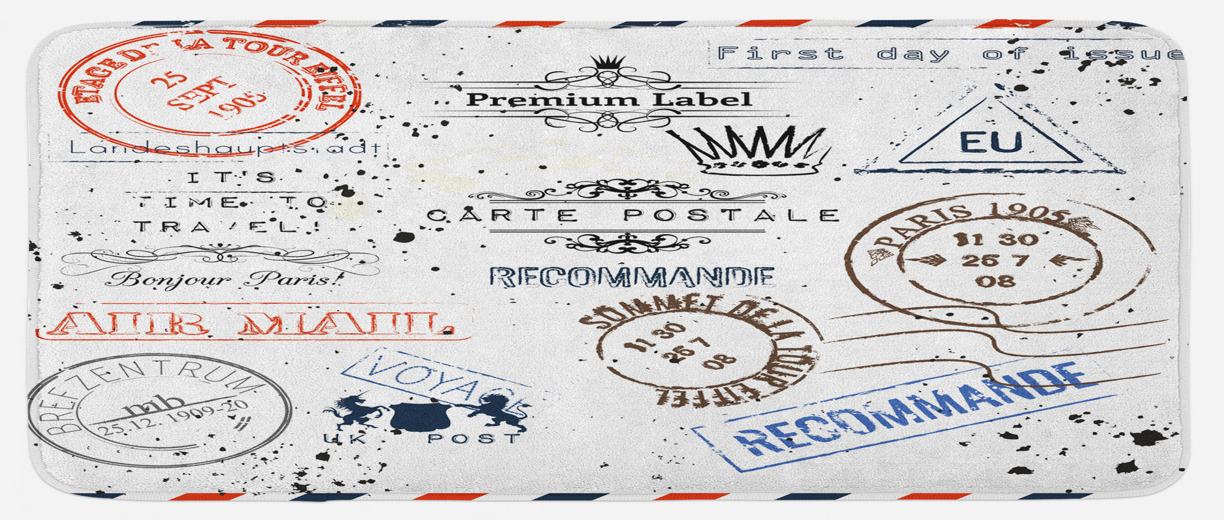 East Urban Home Retro Post Stamps Postage Mail Paris Antique Design ...