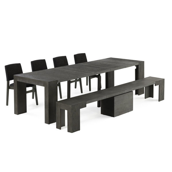 Transformer Table Extendable Dining Set - Table + Bench + 4 Chairs ...