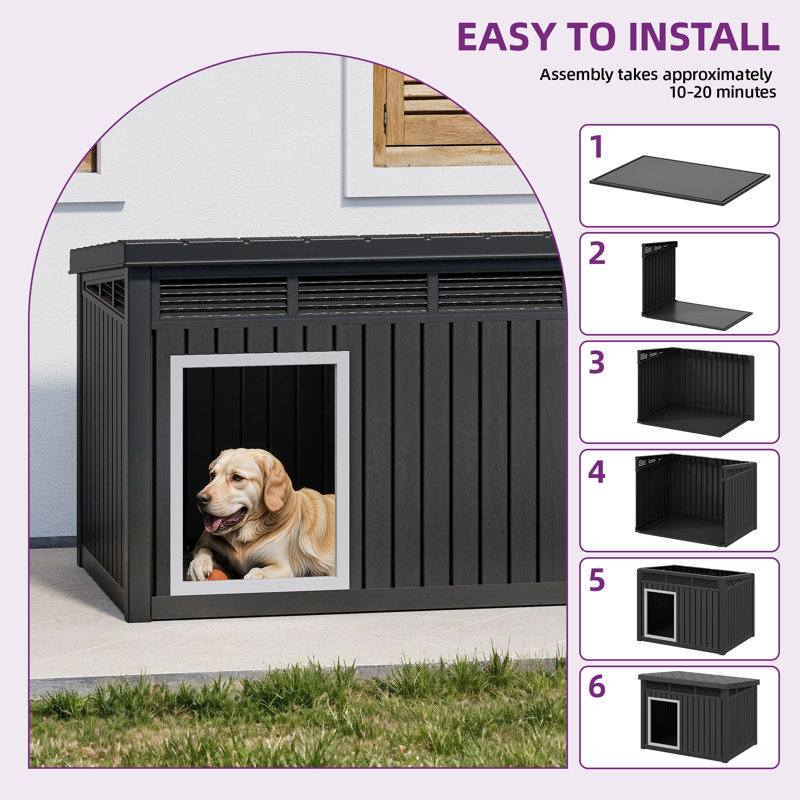 Archie & Oscar™ Plastic Dog House, Outdoor Indoor Dog Kennel With ...
