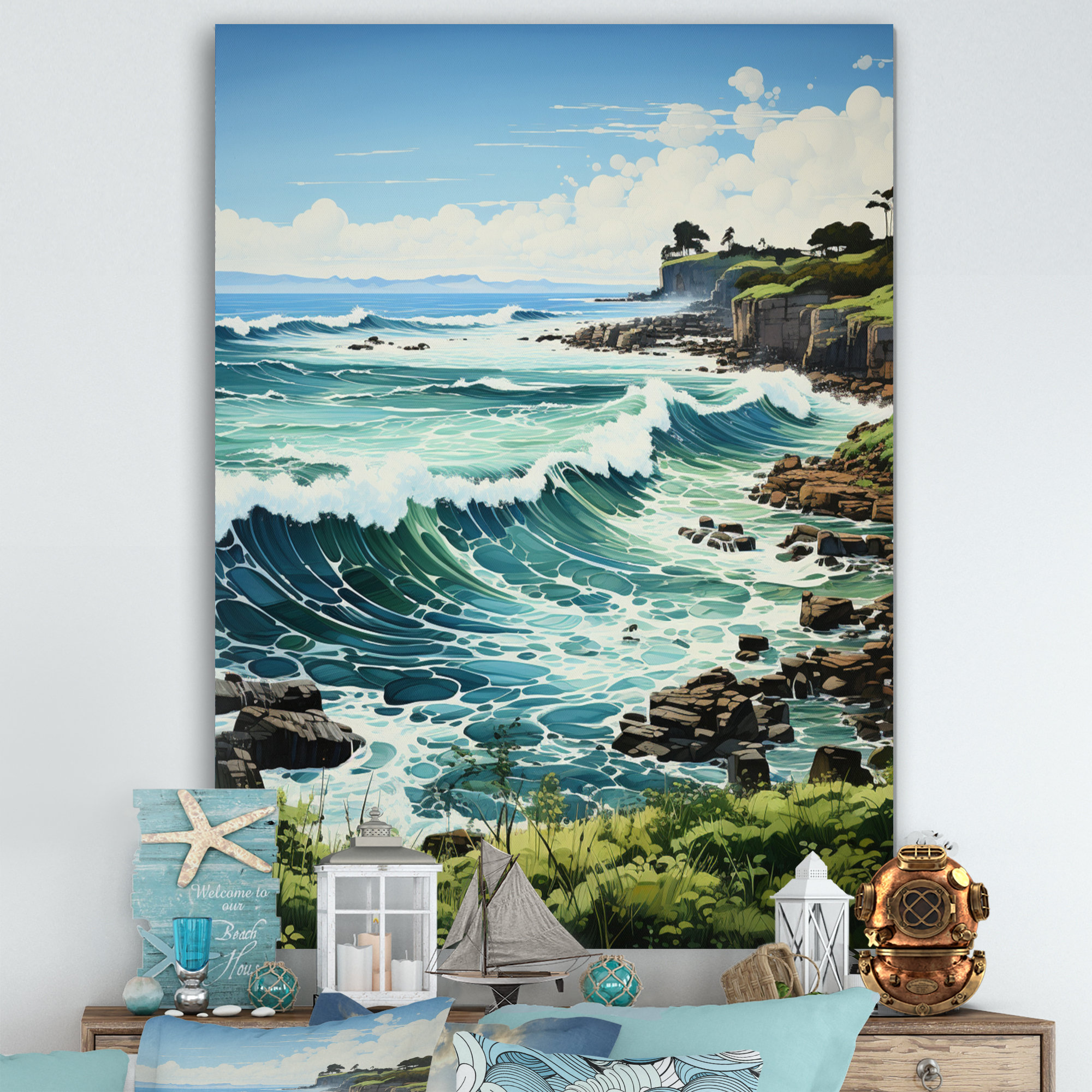 Highland Dunes Alsa Coastalocean Coastal Symphony Pastoral I - Print on ...