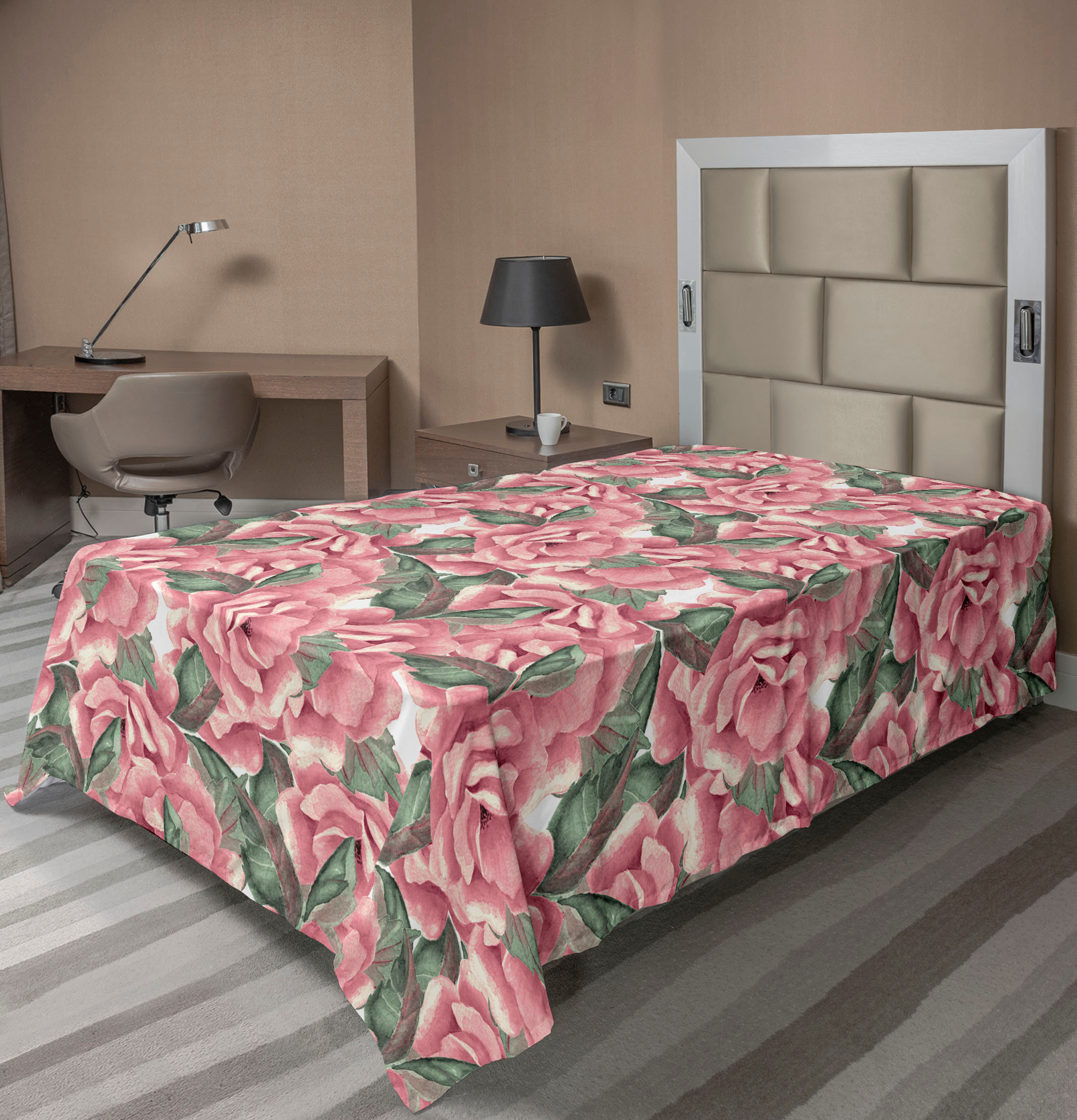 Ambesonne Rose Design Flat Sheet Vintage Delicate Floral Pale Pink ...