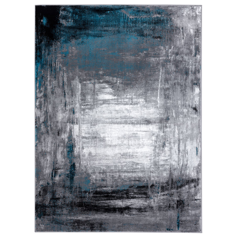 17 Stories Hellie Abstract Blue/Gray/Black Area Rug & Reviews | Wayfair