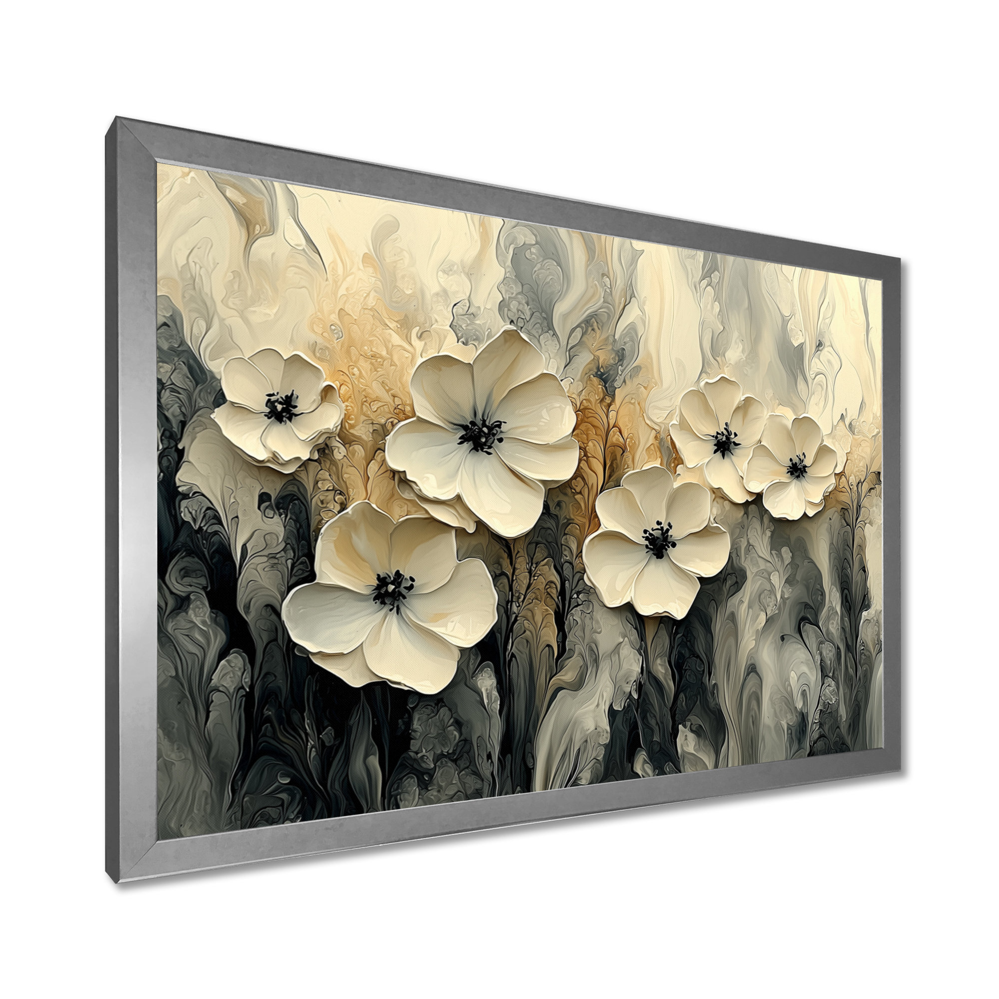 Lark Manor™ Ilaisaane Cream Abstract Flowers In The Wind II - abstract ...