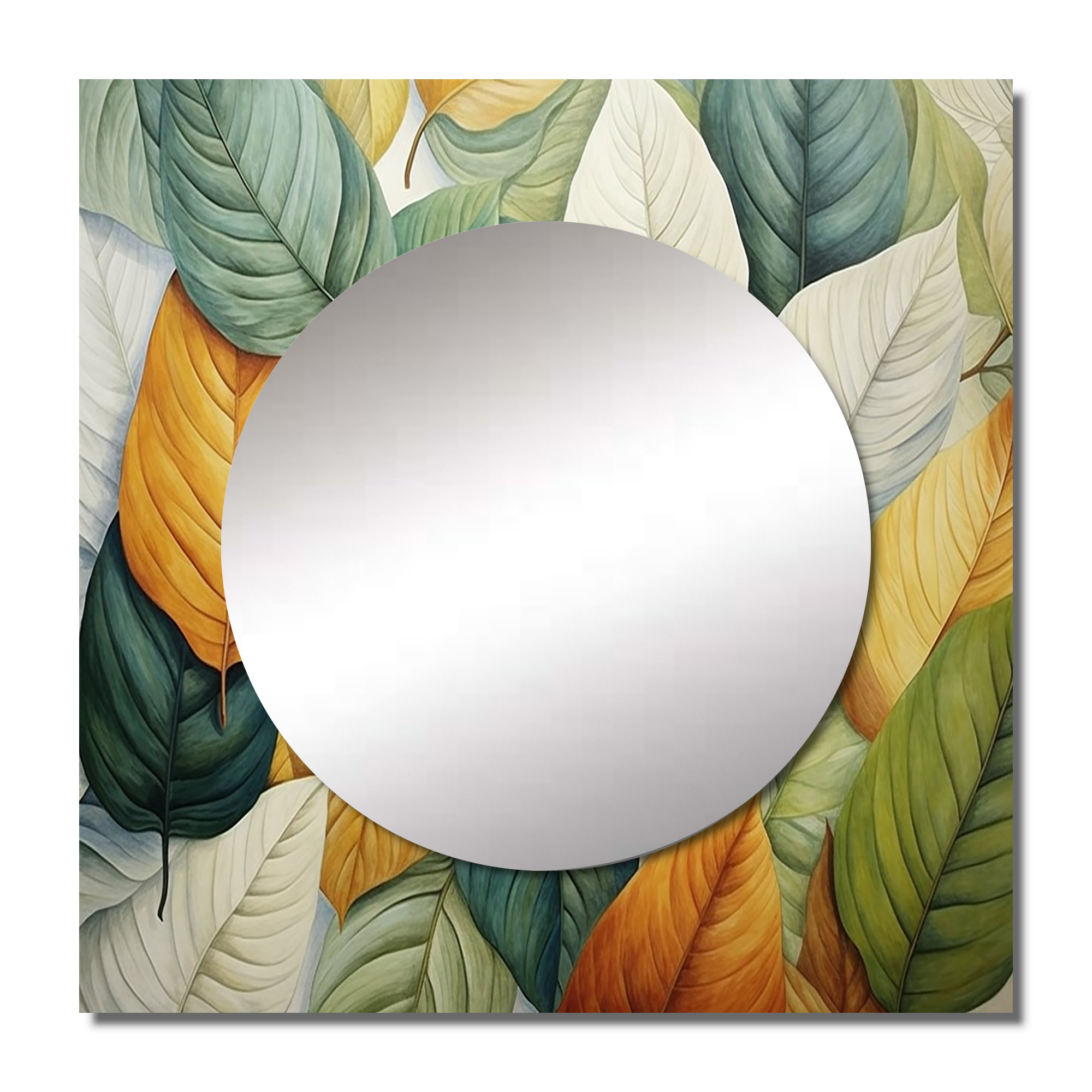 Dakota Fields Demonta - Leaves Square Mirror Wall Decor For Bedroom ...