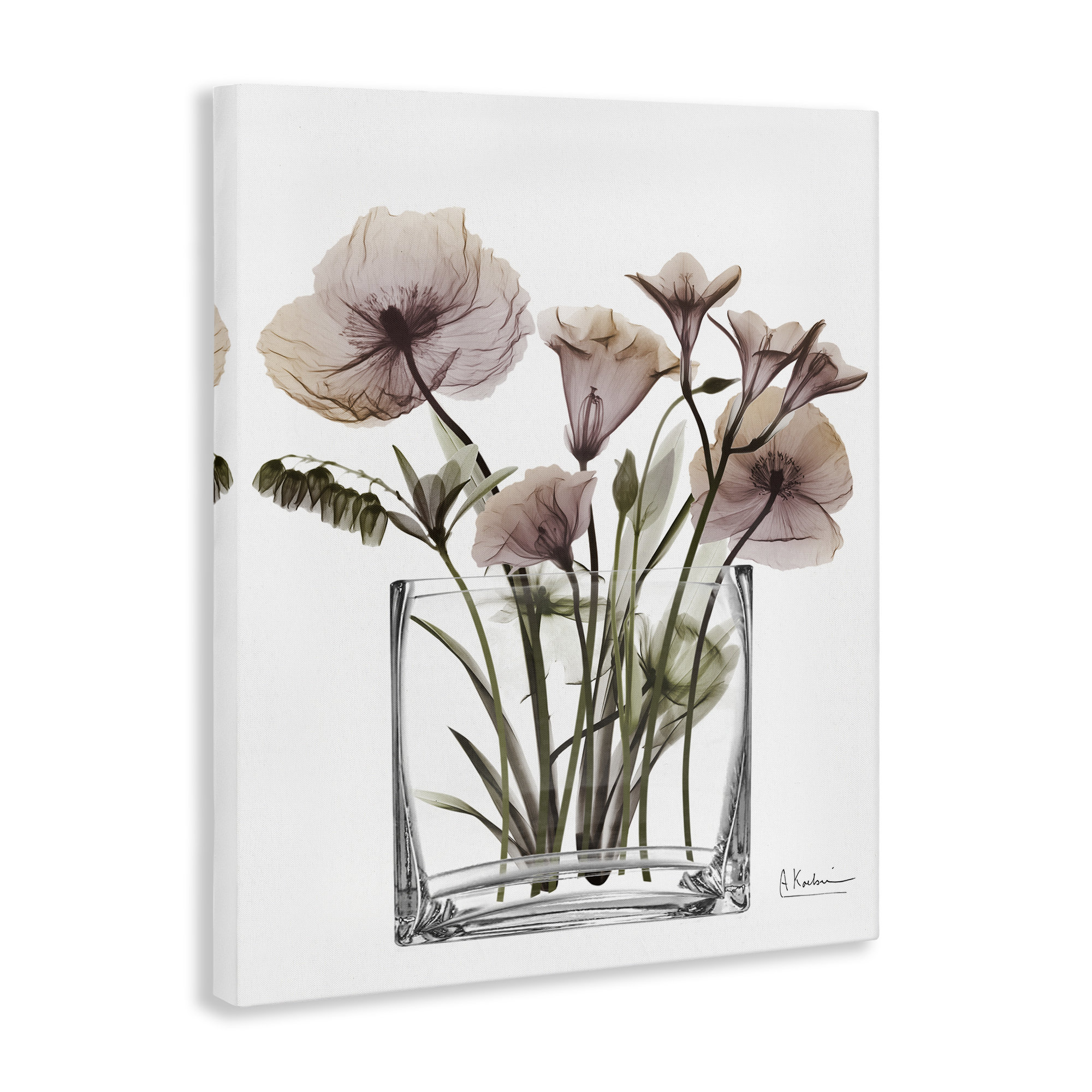 Dakota Fields Modern Translucent Flowers Canvas, design by Albert ...