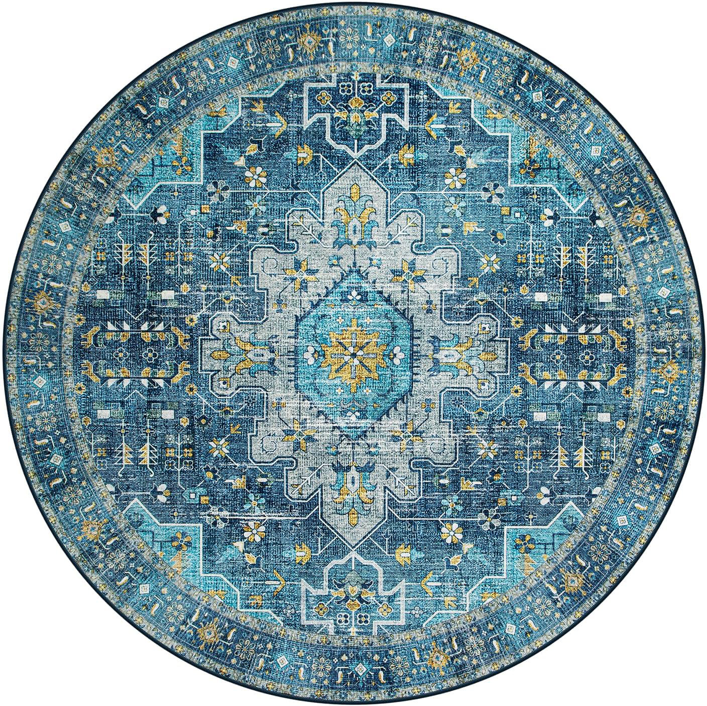 Bungalow Rose Ultra-Thin Washable 5Ft Round Rug ,Teal 5X5 Circle Rugs ...