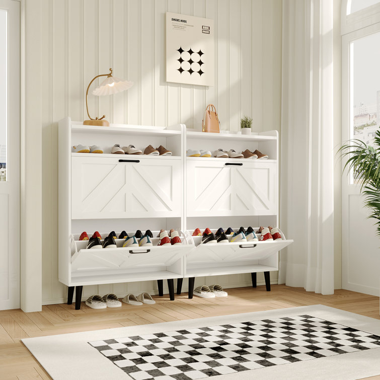 Gracie Oaks 4 Flip-Out Drawer Shoe Cabinet | Wayfair