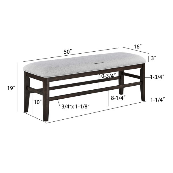 Latitude Run® Banc 1pc gris avec revêtement en chêne foncé pour salle à ...