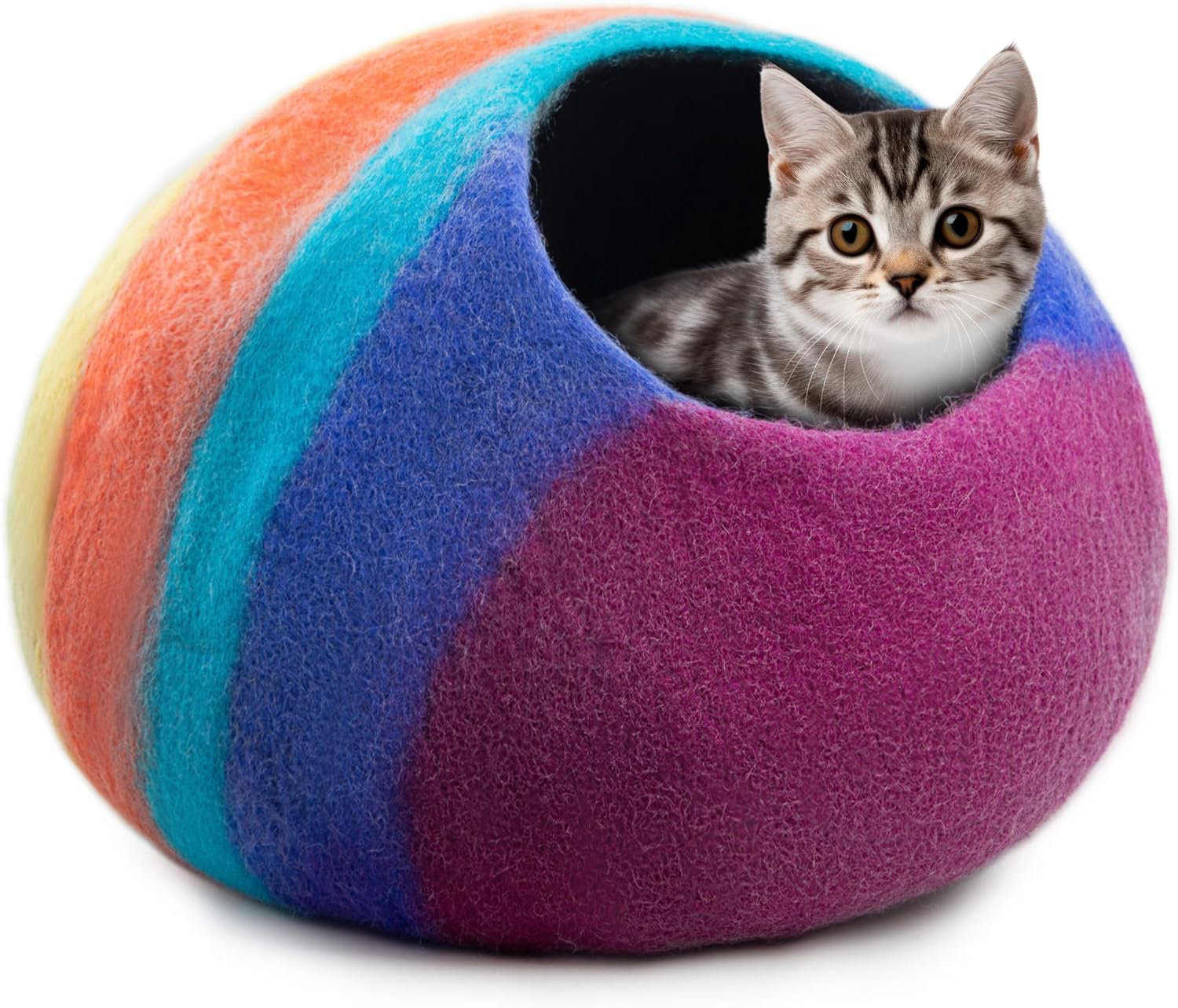 Dakota Fields Premium Felt Cat Cave Bed – Wool Kitty Beds Handcrafted ...