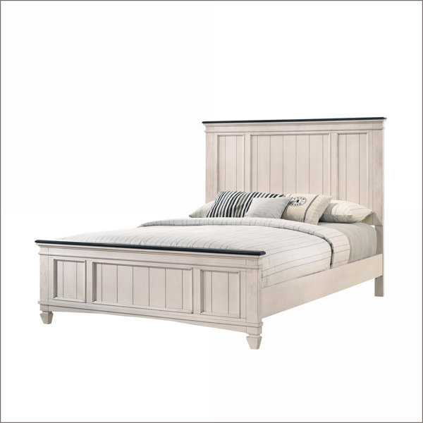 Latitude Run® Queen Size Solid Wood Panel Bed with Built-in Bench ...