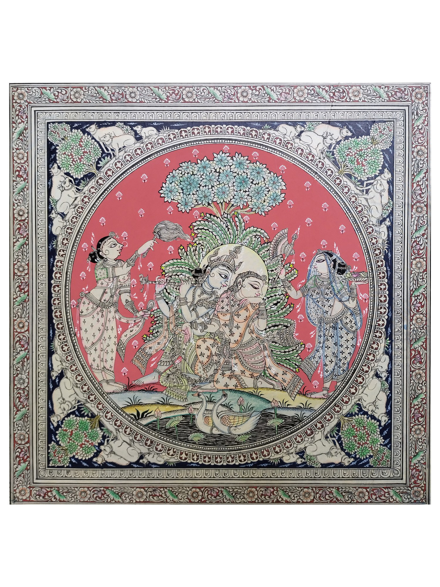 Exotic India Radha And Krishna With Devotees | Natural Color On ...