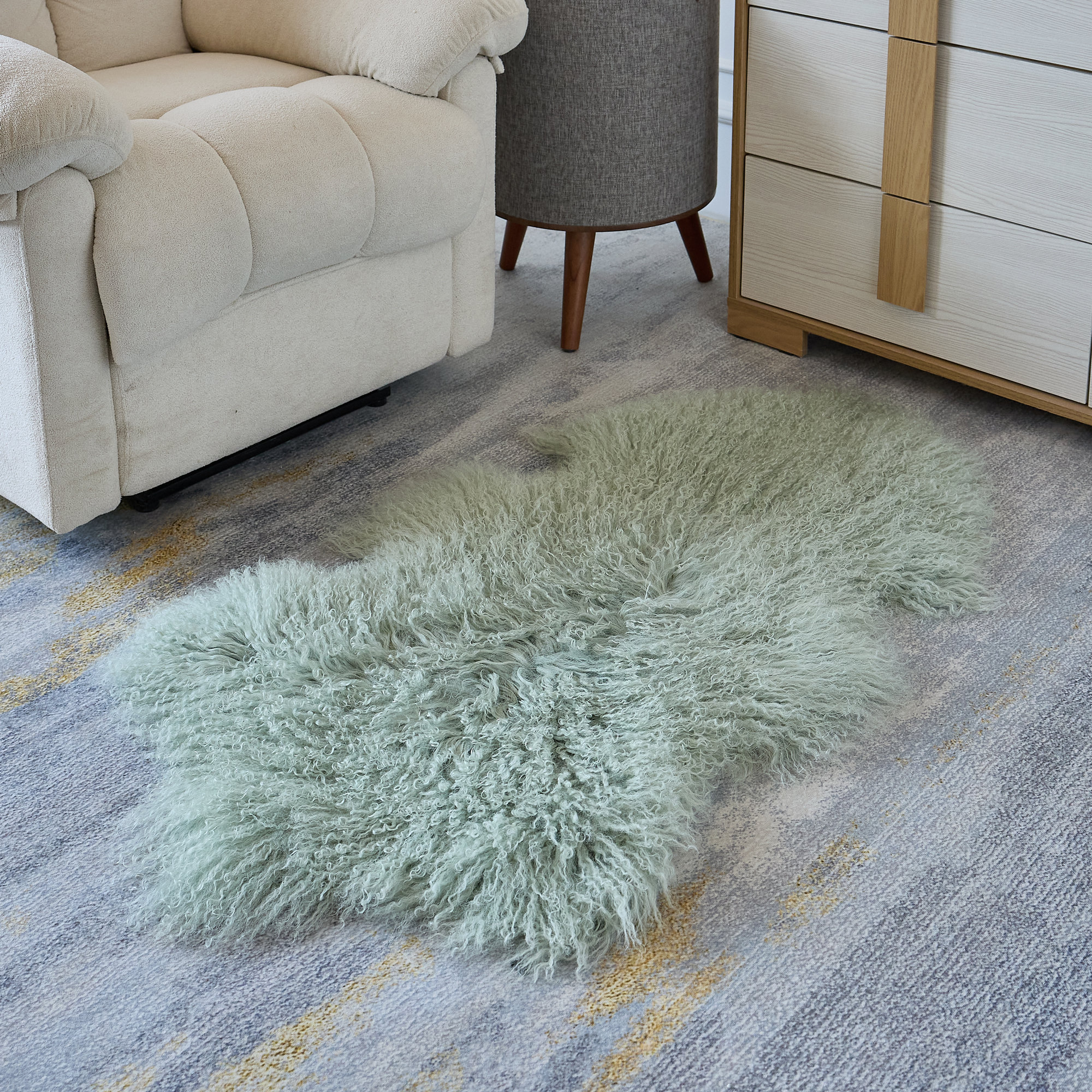 Louis Donne Solid Colour Sheepskin Hand Woven 55cm X 90cm Area Rug ...