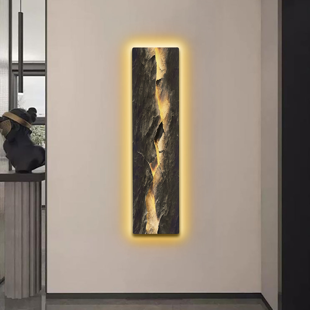Orren Ellis Led Wall Art – Backlit Abstract Cracked Stone Panel, Usb ...