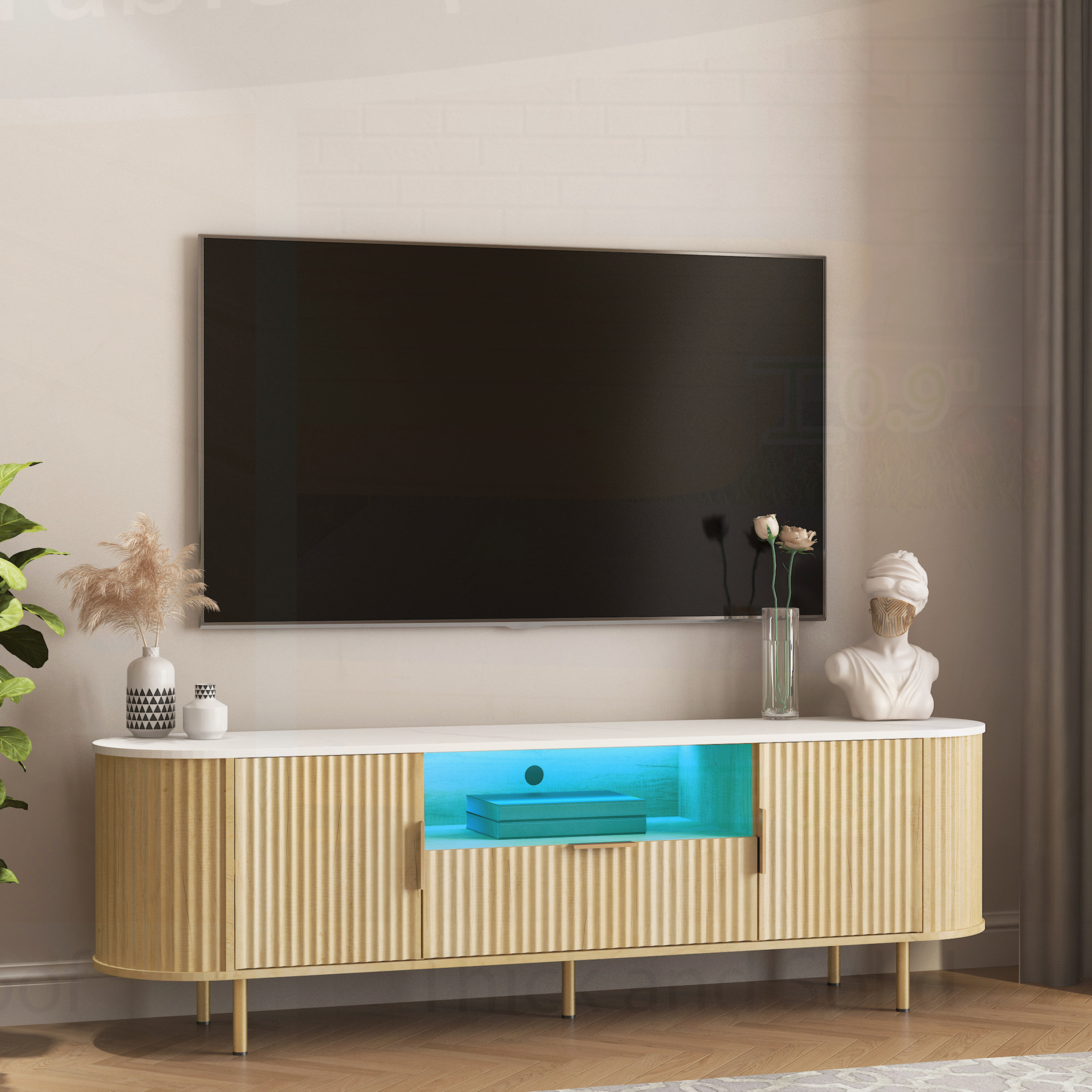 Wrought Studio™ Lving Room Floor-standing TV Cabinet with 16 Color LEDs ...