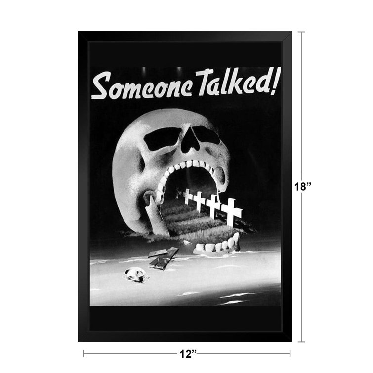 Trinx Someone Talked Skull World War II Propaganda Black Wood Framed ...