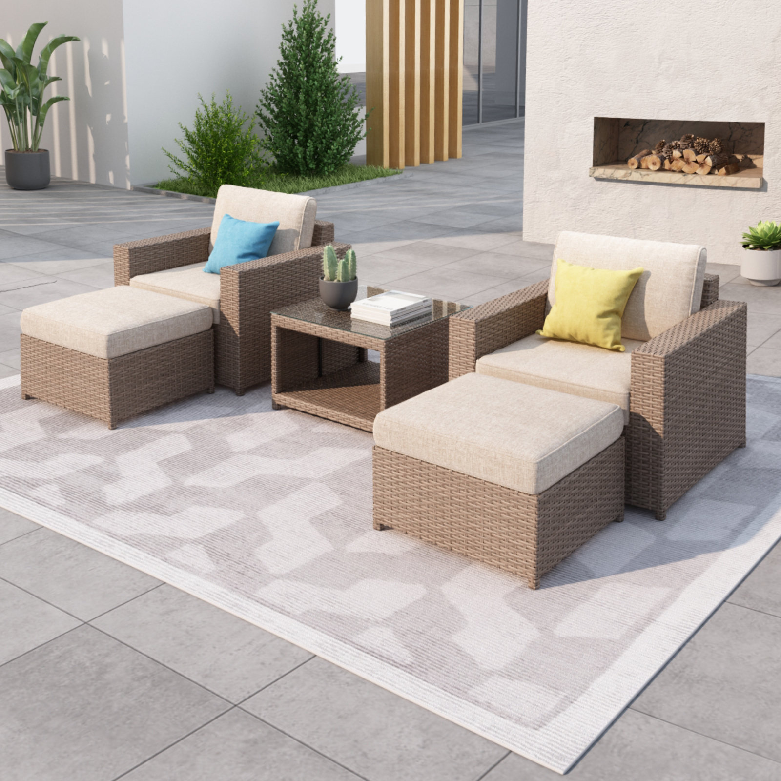 Ebern Designs Fully Assembled 4 - Person Outdoor Sectional Seating ...