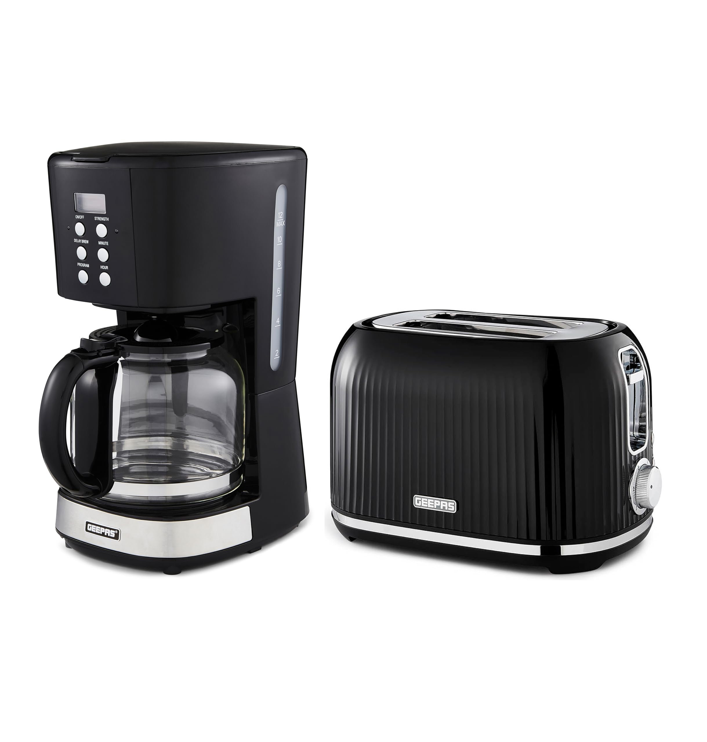 GEEPAS 1.5L Filter Coffee Machine & 2 Slice Toaster Combo Set | 900W ...