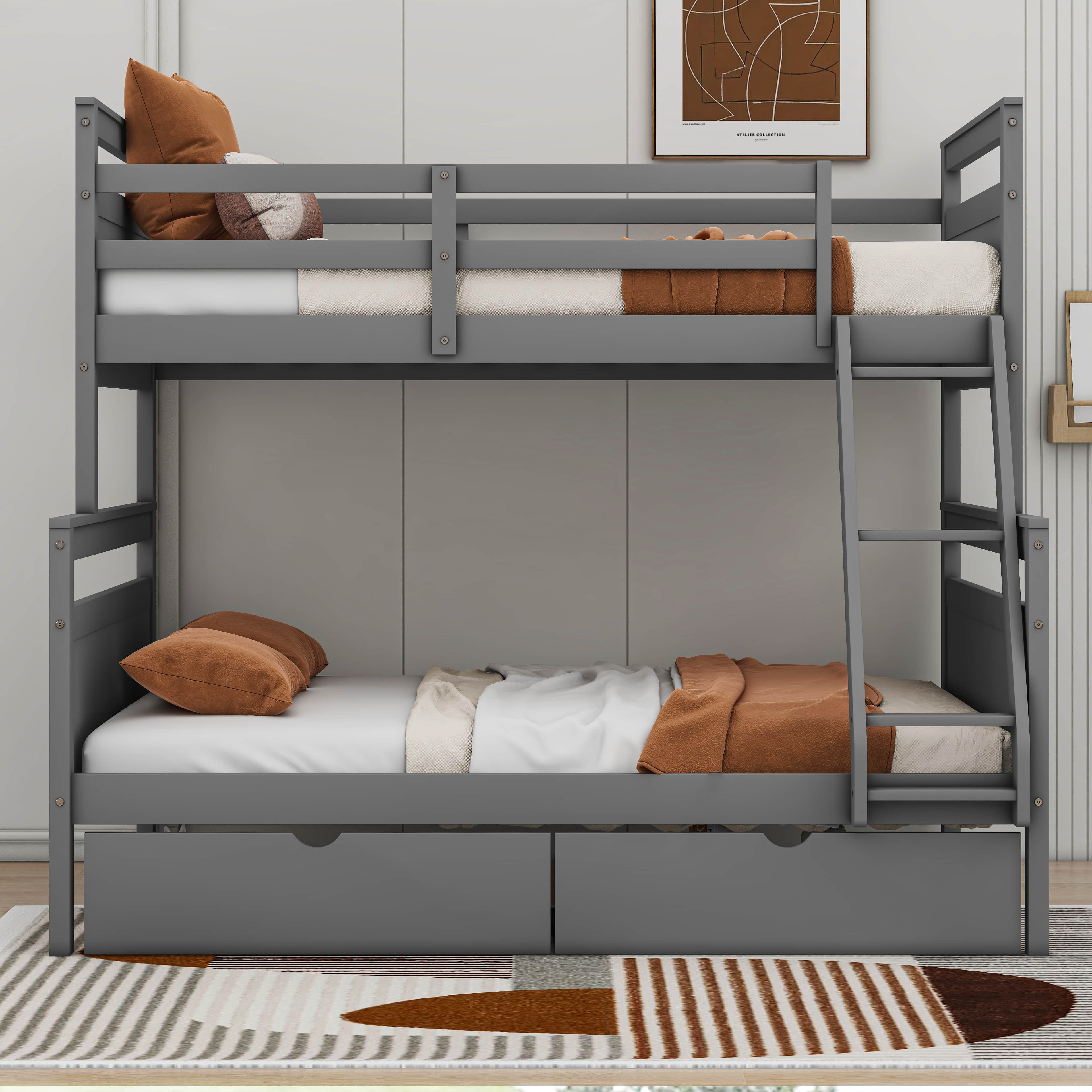 Harriet Bee Jaesun Kids Twin Over Full Bunk Bed with Drawers - Wayfair ...