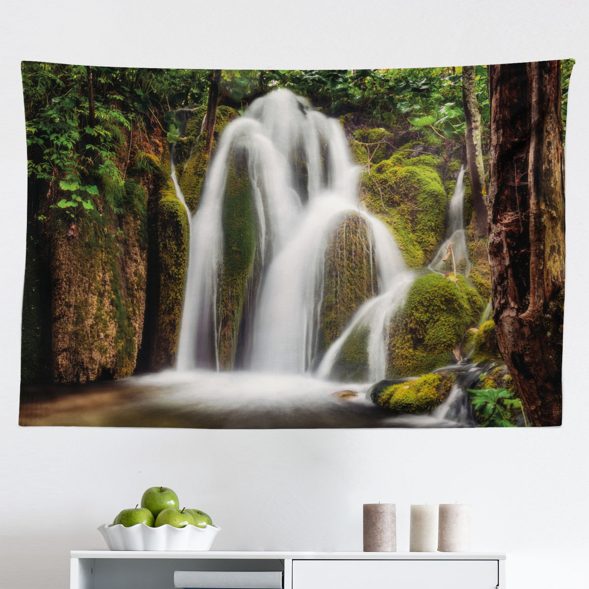 East Urban Home Waterfall Tapestry, Epic Waterfall Down The Cliffs Deep ...