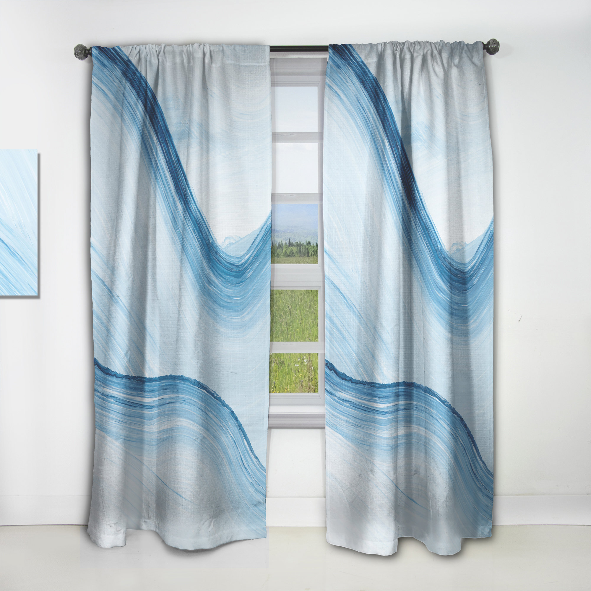 Design Art Liquid Ink Art In Shades Of Light Blue V - Abstract Curtain ...