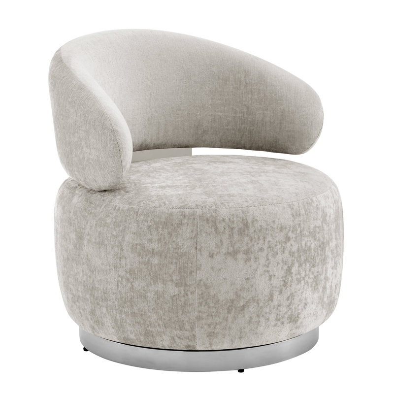 Orren Ellis Elegant Swirl Swivel Accent Chair // Gray And Chrome | Wayfair