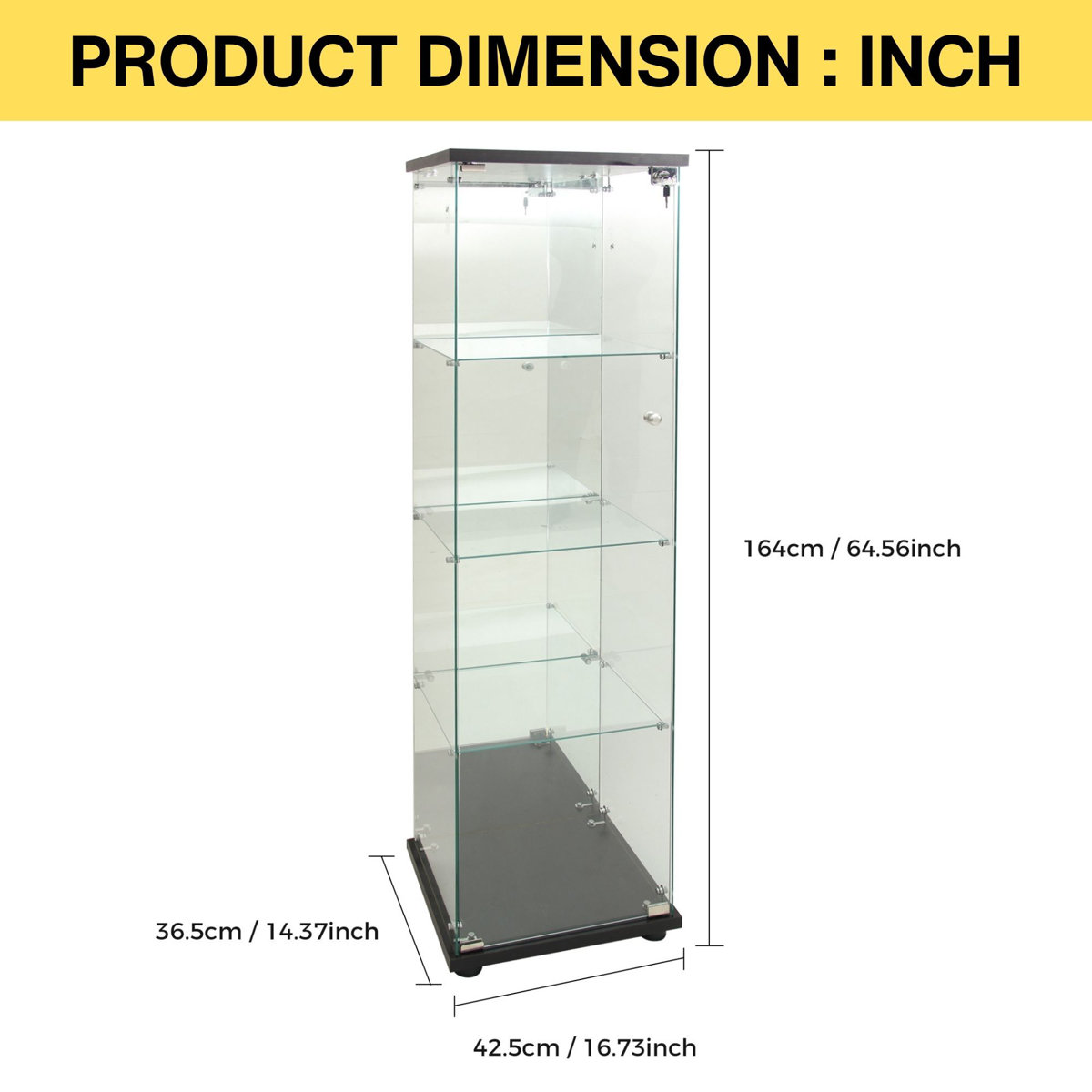 Wrought Studio™ 4-Layer Display Cabinet Modern Glass Showcase With LED ...