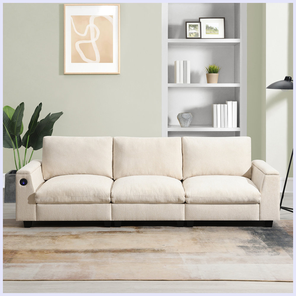 Latitude Run® Modern Sectional Sofa with Bluetooth Speaker,Comfy Cloud ...