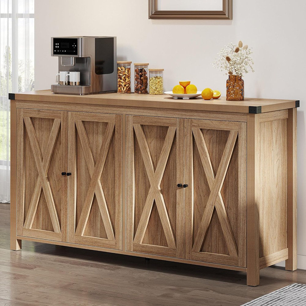 Ophelia & Co. Farmhouse Large Coffee Bar Sideboard With Adjustable ...