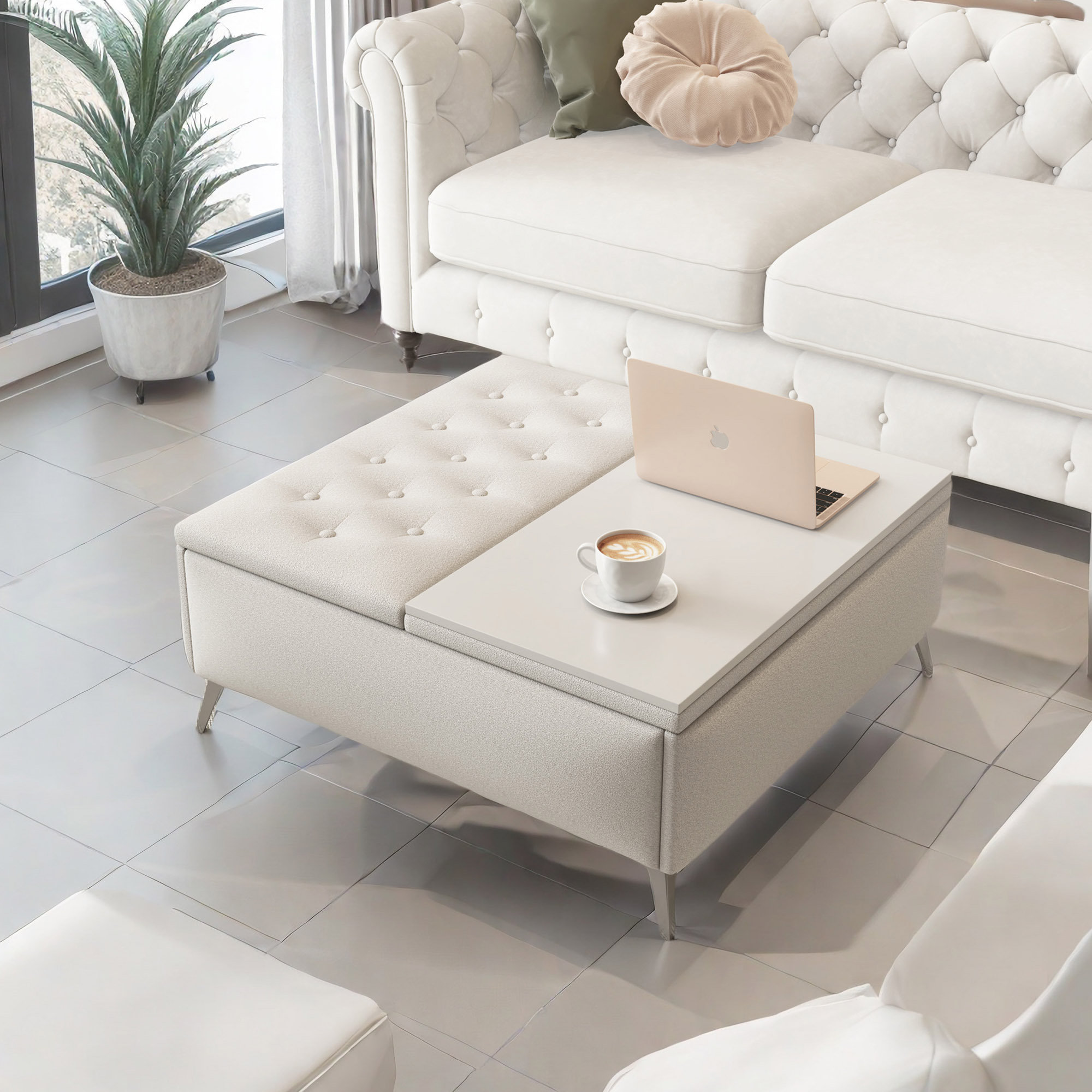 Ivy Bronx 35 Inch Large Storage Ottoman in Upholstered for Living Room ...