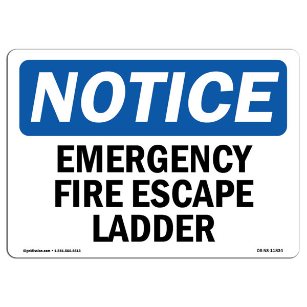 SignMission Emergency Fire Escape Ladder Sign | Wayfair