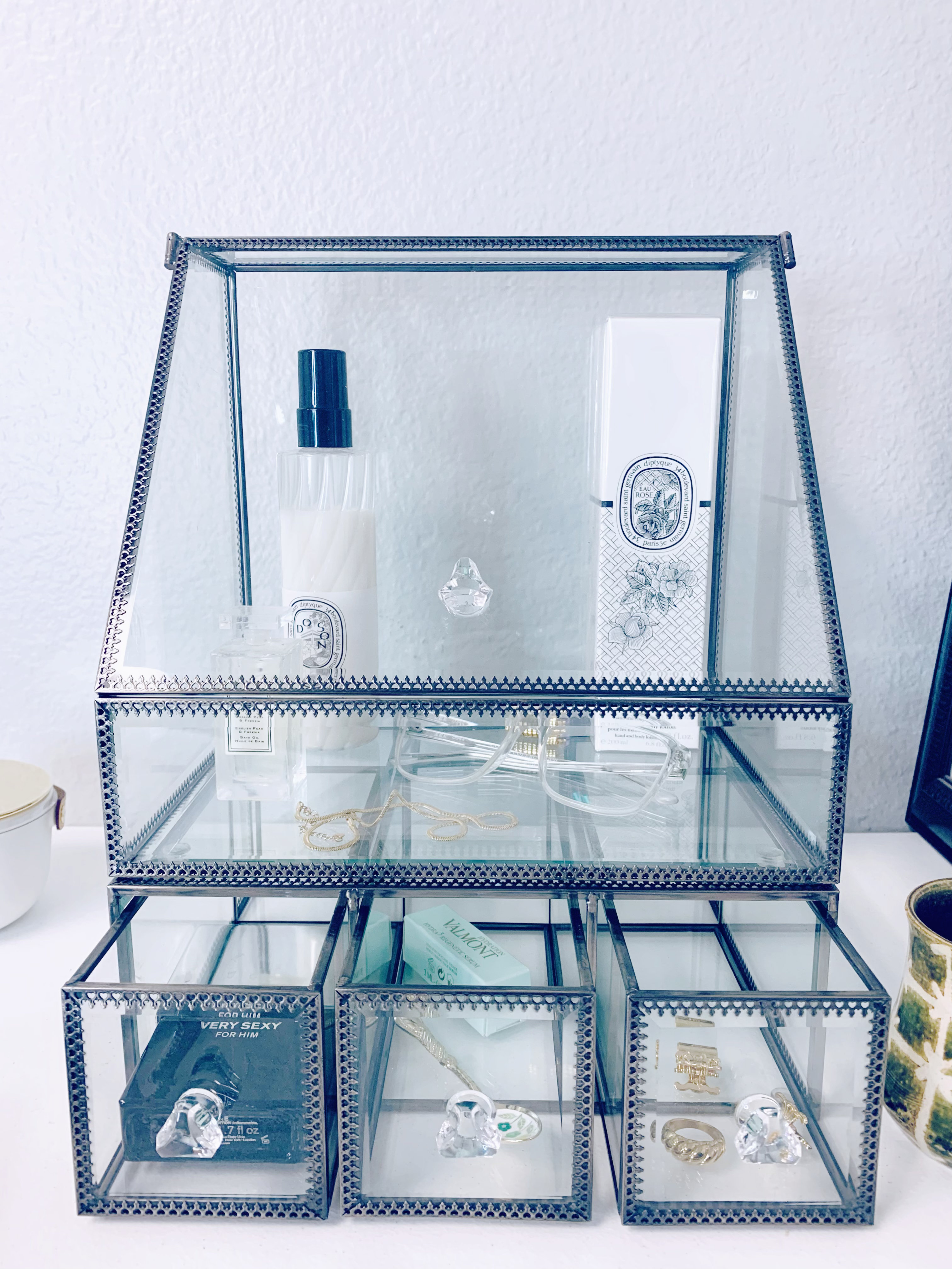 Red Barrel Studio® Vintage Glass Cosmetic Makeup Organizer | Wayfair