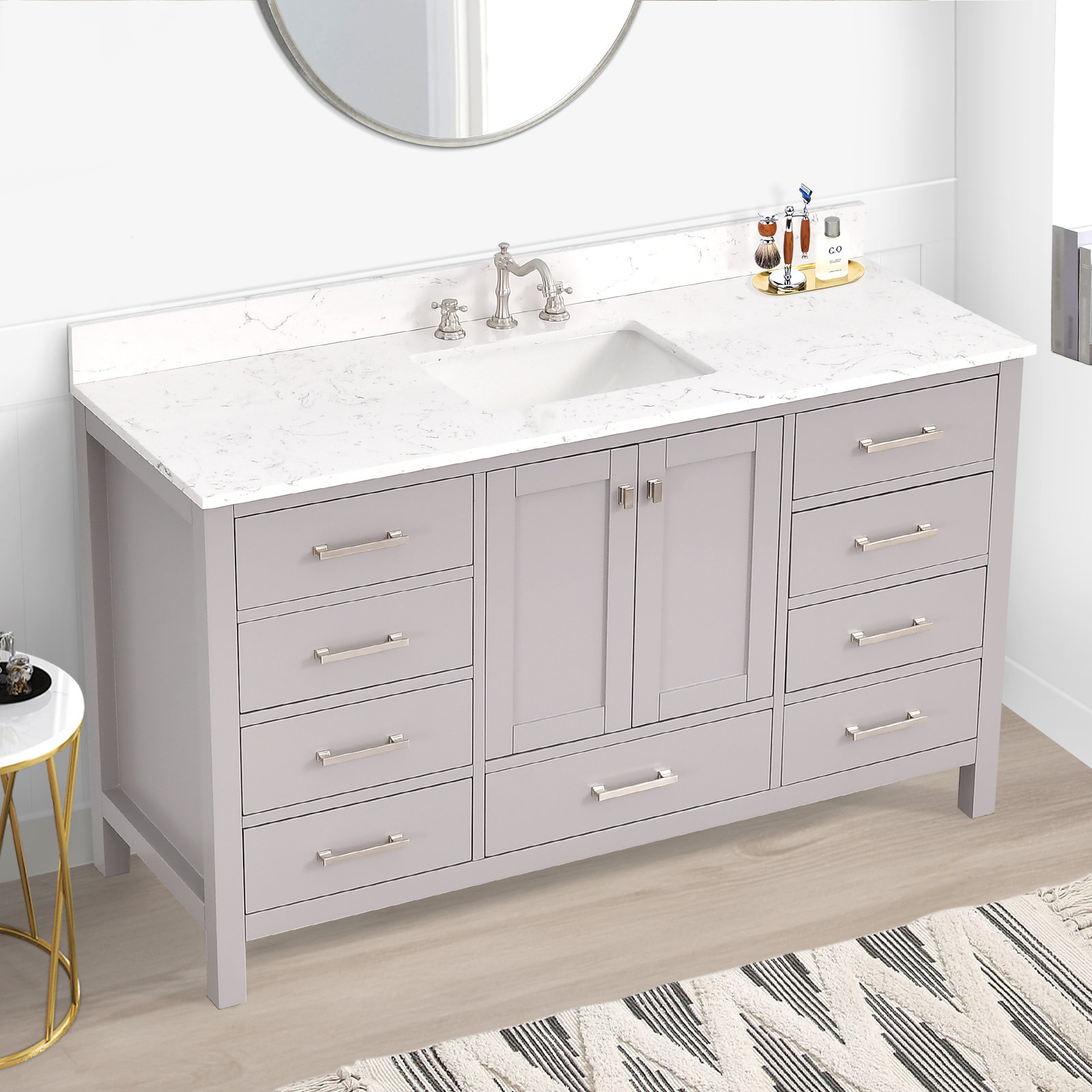 Winston Porter Zenith 60'' Single Bathroom Vanity With Engineered Stone ...