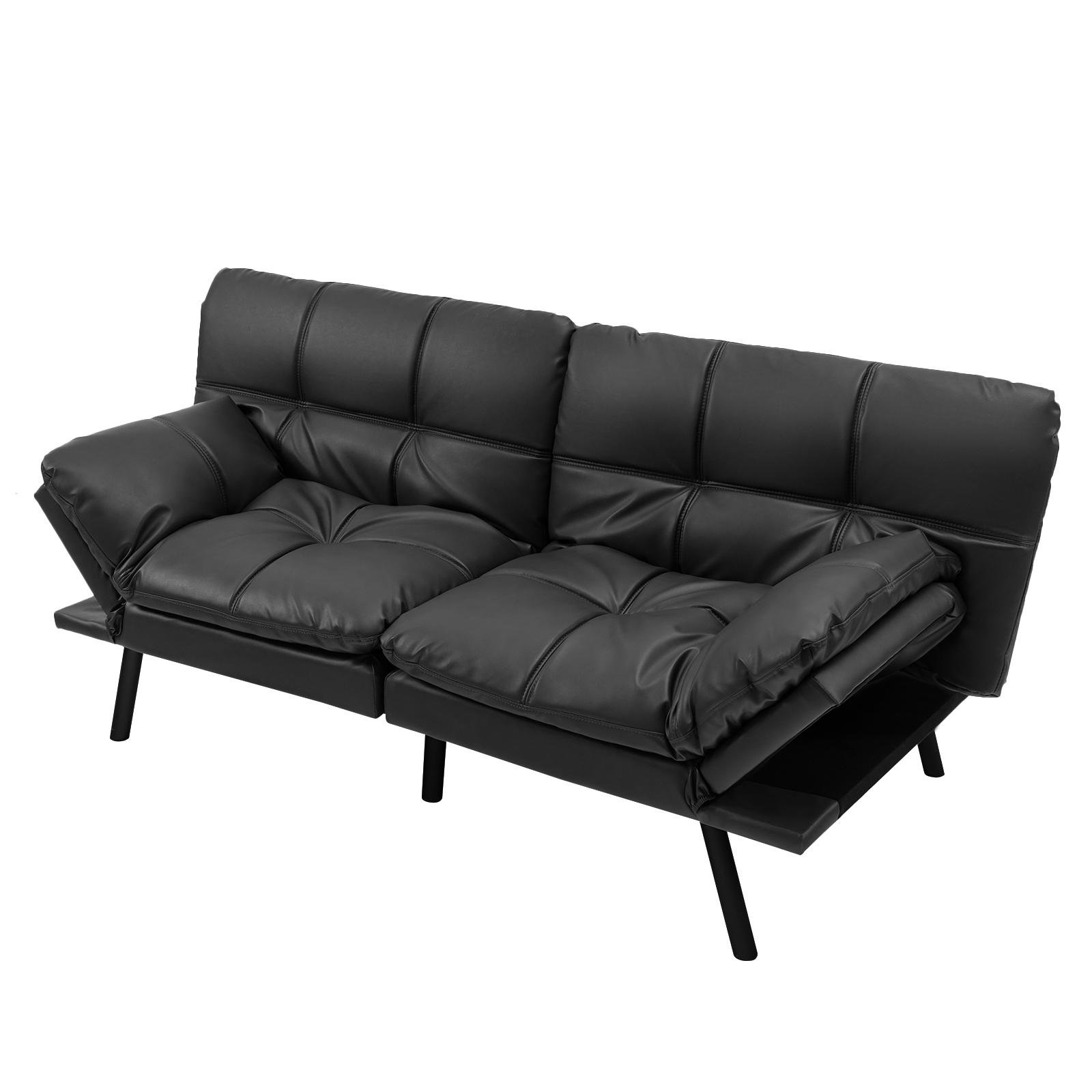 Giantex Dwyn Twin 72'' Vegan Leather Cushion Back Convertible Sofa ...